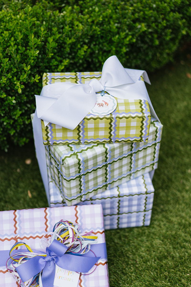 Gingham Ric Rac - Grass, Olive & Blue – Marci Thomas Designs